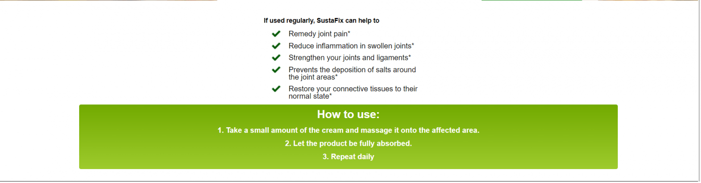 SustaFix Joint Pain and Arthritis Relief Cream | Official Site
